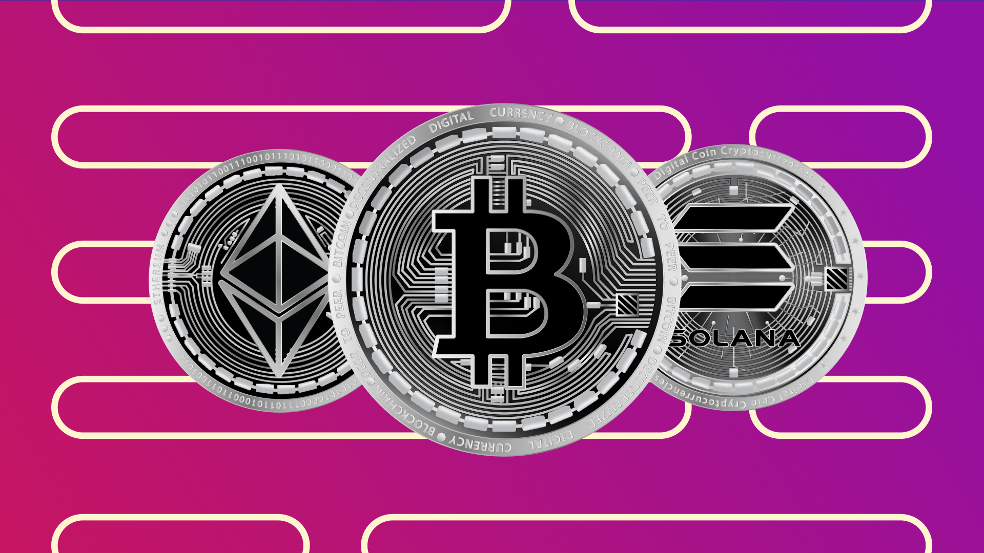 Top 3 crypto coins (Bitcoin + Ethereum + Solana)